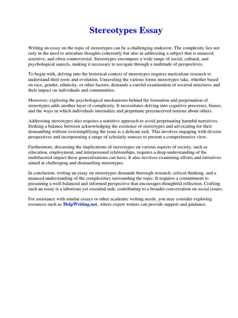 Stereotypes Essay | Download Free PDF | Social Media | Popular Culture ...
