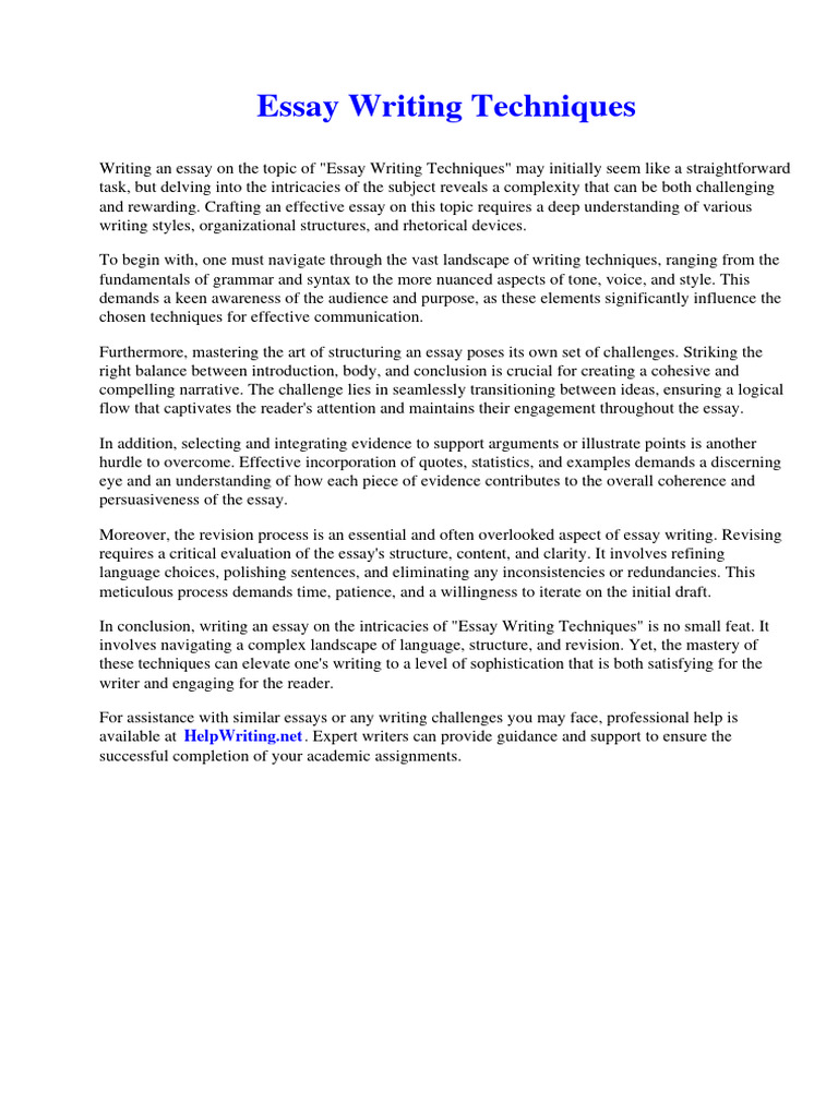 Essay Writing Techniques | PDF