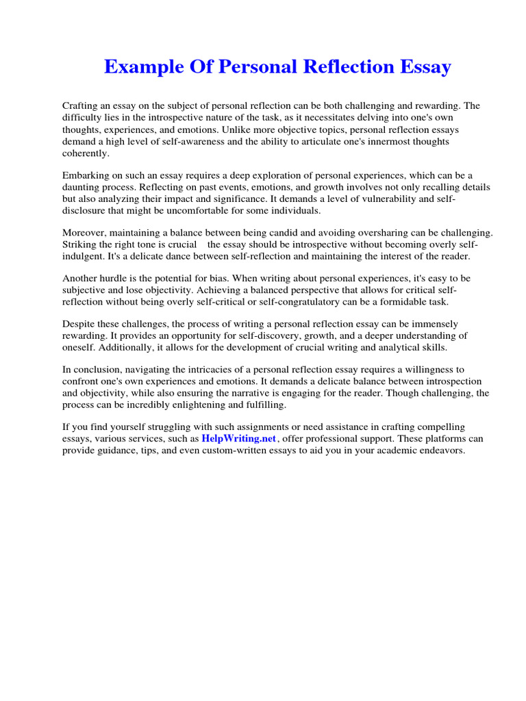 Example of Personal Reflection Essay | PDF | Apollo Program | Spaceflight