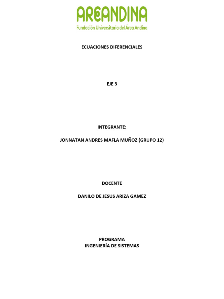 ECUACIONES DIFERENCIALES TAREA EJE 3 | PDF | Ecuaciones | Condensador