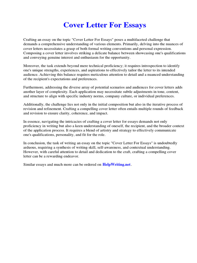 Cover Letter For Essays | PDF | Natural Selection | Selective Breeding