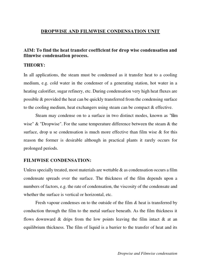 Dropwise and Flimwise Condensation | PDF | Heat Exchanger | Heat Transfer
