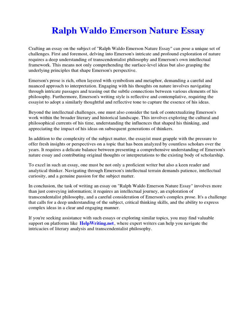 Analyzing Emerson's Nature Essay | PDF | Essays | Ralph Waldo Emerson