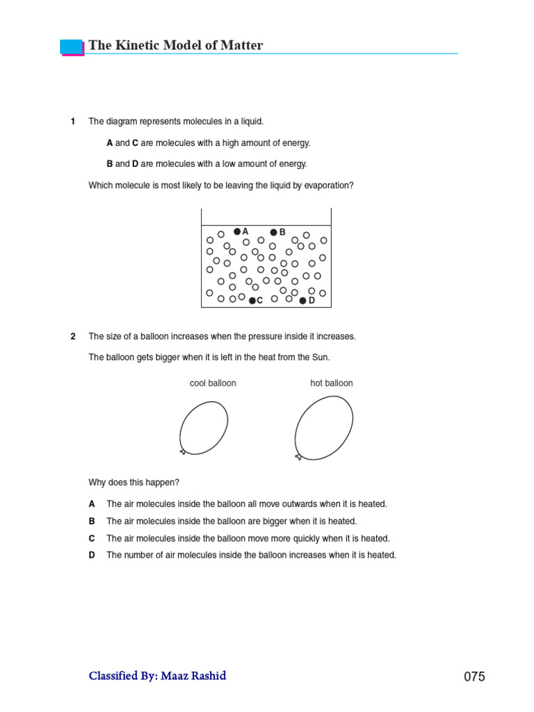 Understanding the Kinetic Model of Matter | PDF | Gases | Liquids