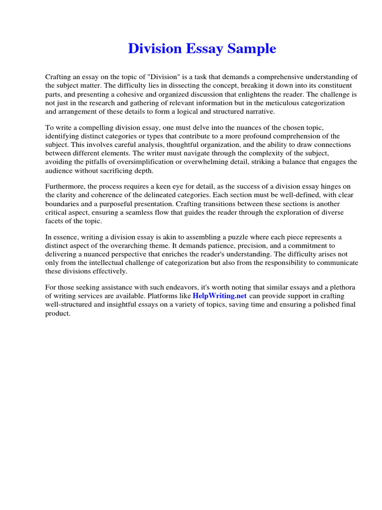 Division Essay Sample | PDF | Epic Of Gilgamesh | Domestic Violence