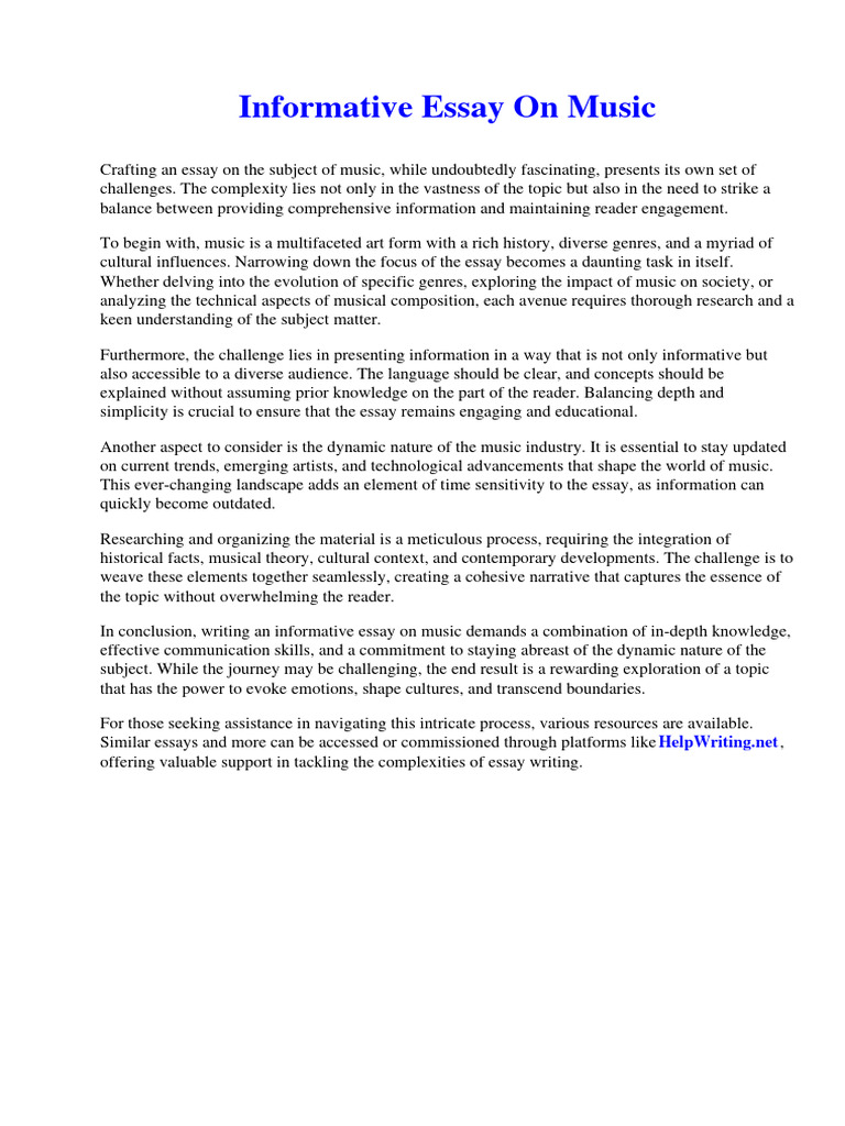 Informative Essay On Music | PDF