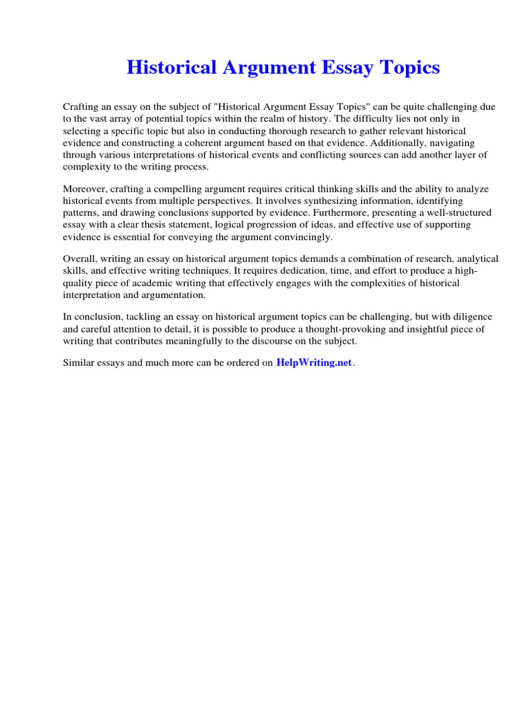 Historical Argument Essay Tips | PDF | Integrated Circuit | Essays