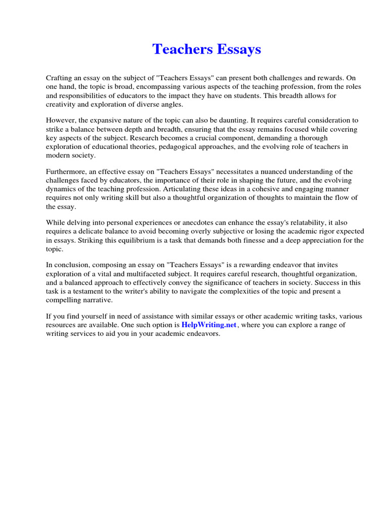 Teachers Essays | PDF