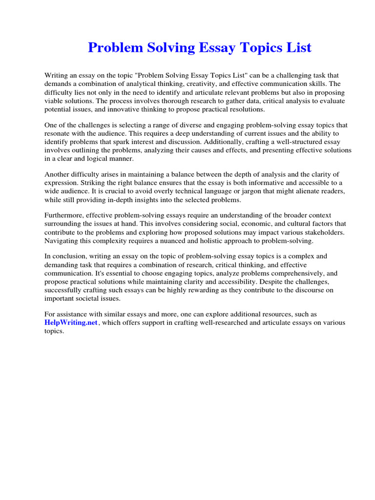 Problem Solving Essay Topics Overview | PDF | Apple Inc. | Critical ...
