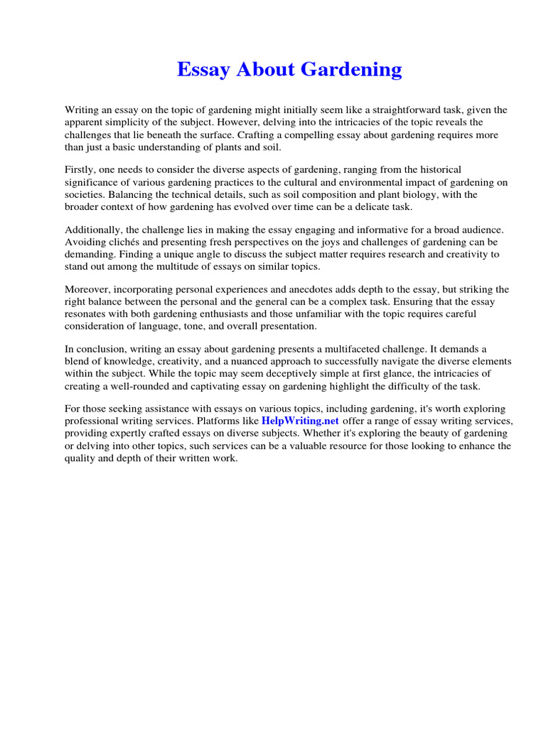 Essay About Gardening | PDF | Reinforcement | Heart