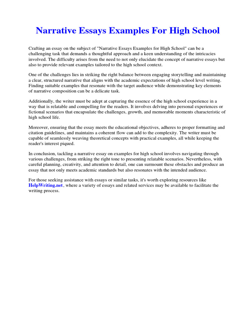 Narrative Essays Examples For High School | PDF