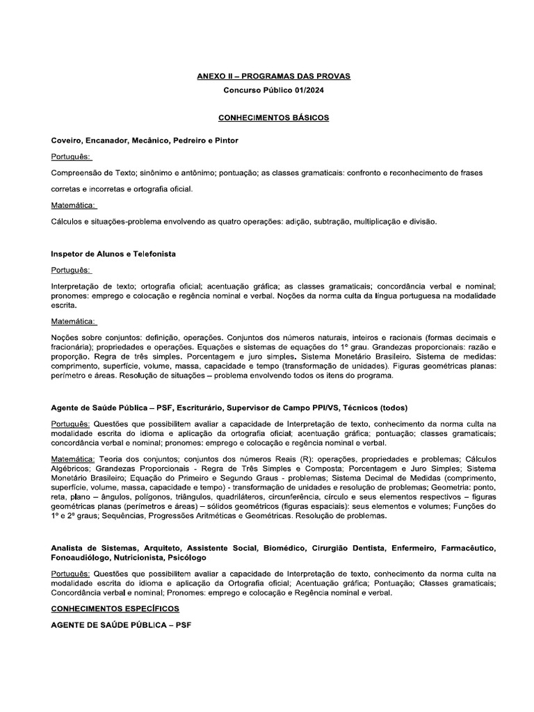 Conteudo Prova Escriturário | PDF