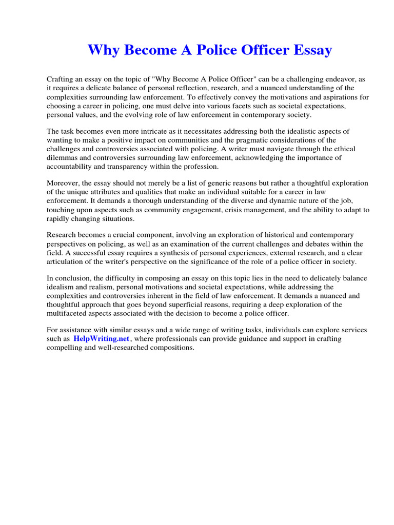 Why I Want to Be a Police Officer | PDF | Jacob | Rachel