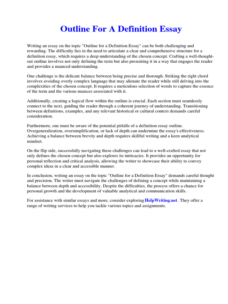 Outline For A Definition Essay | PDF | Extinction | Essays