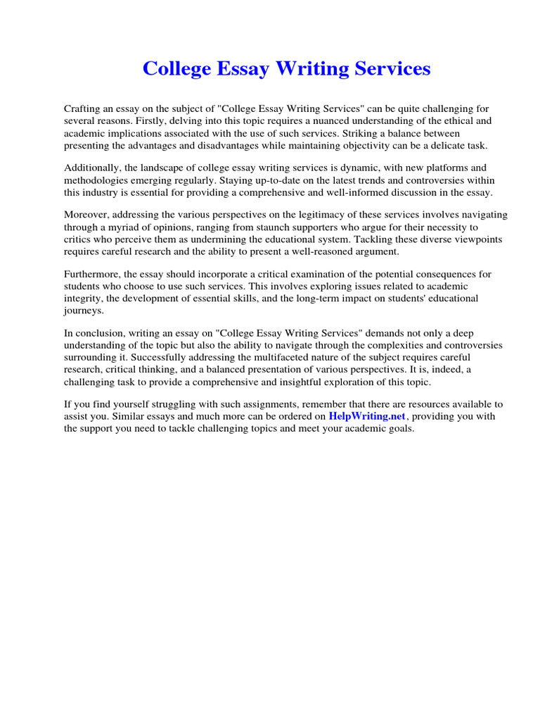 College Essay Writing Services | PDF