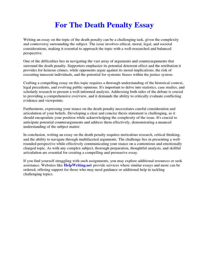 Writing Compelling Death Penalty Essays | PDF | Essays | Cameroon