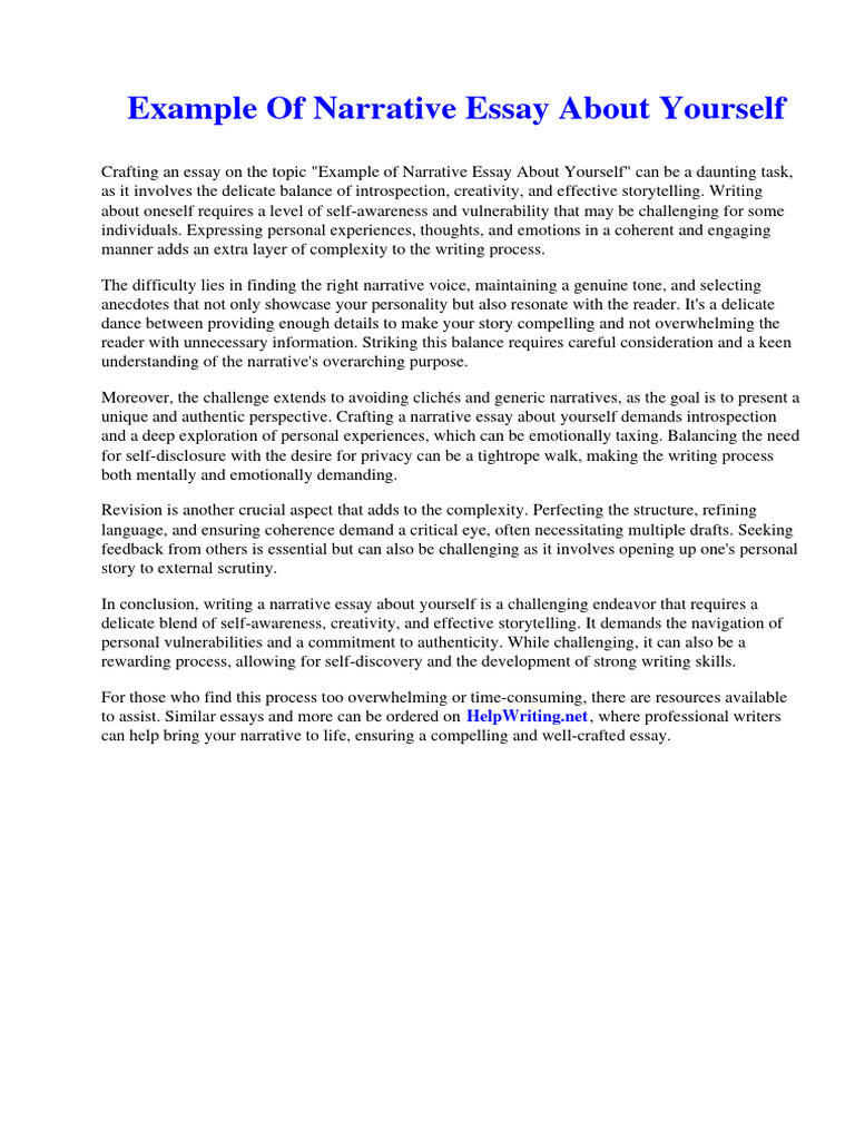 Example of Narrative Essay About Yourself | PDF