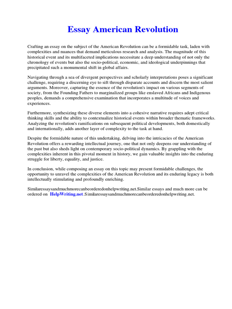 Essay American Revolution | PDF | Rational Emotive Behavior Therapy ...