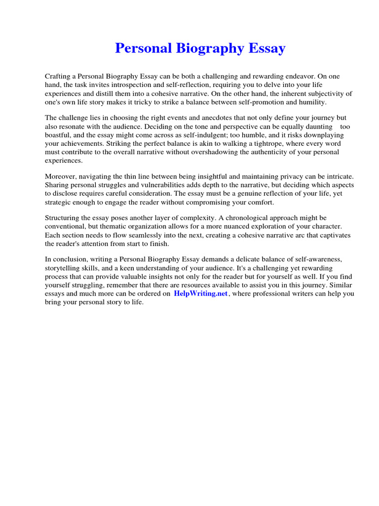Personal Biography Essay | PDF