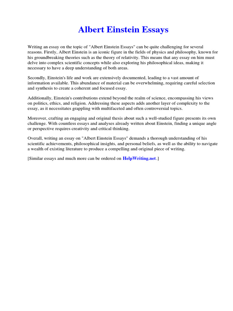 Albert Einstein Essays | PDF | Concrete | Albert Einstein