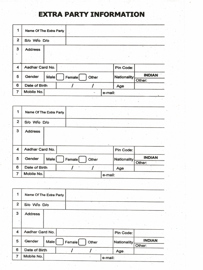 Extra Party Information | PDF