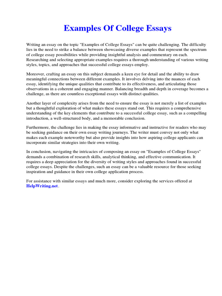 Examples of College Essays | PDF