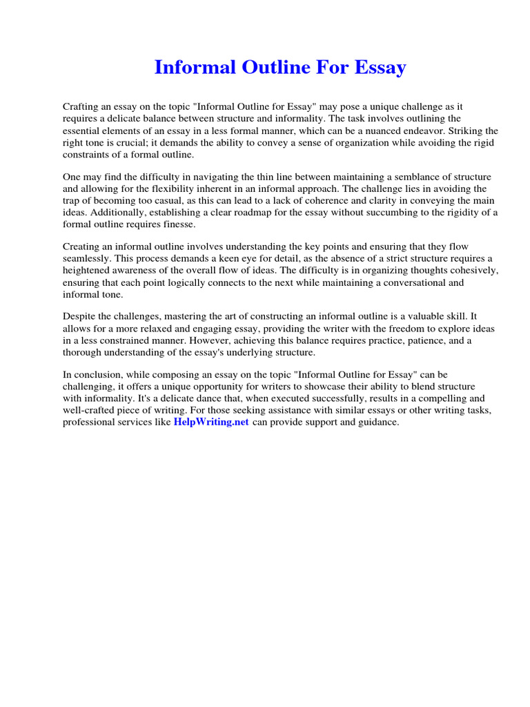 Informal Outline for Essay | PDF | Essays