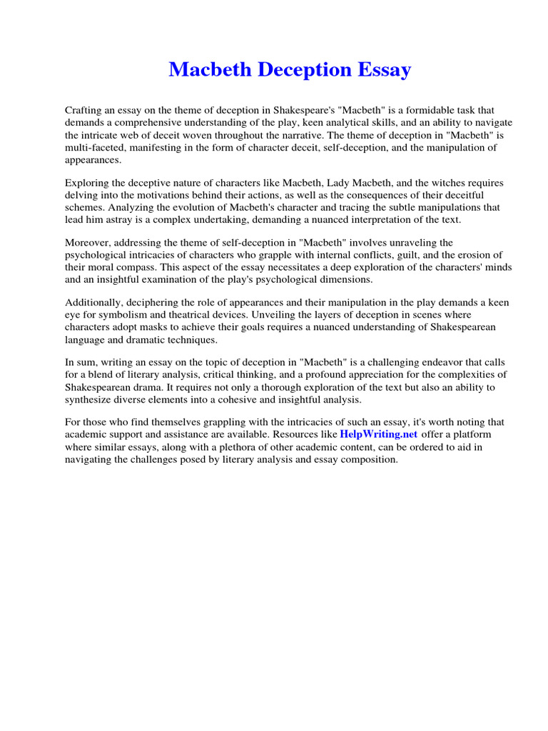 Macbeth Deception Essay | PDF | Corporate Governance | Accounting