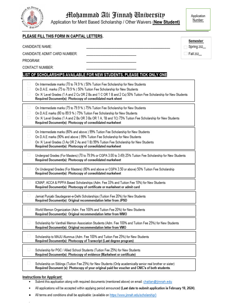 Other Scholarships Form New Candidates | Download Free PDF | Higher ...
