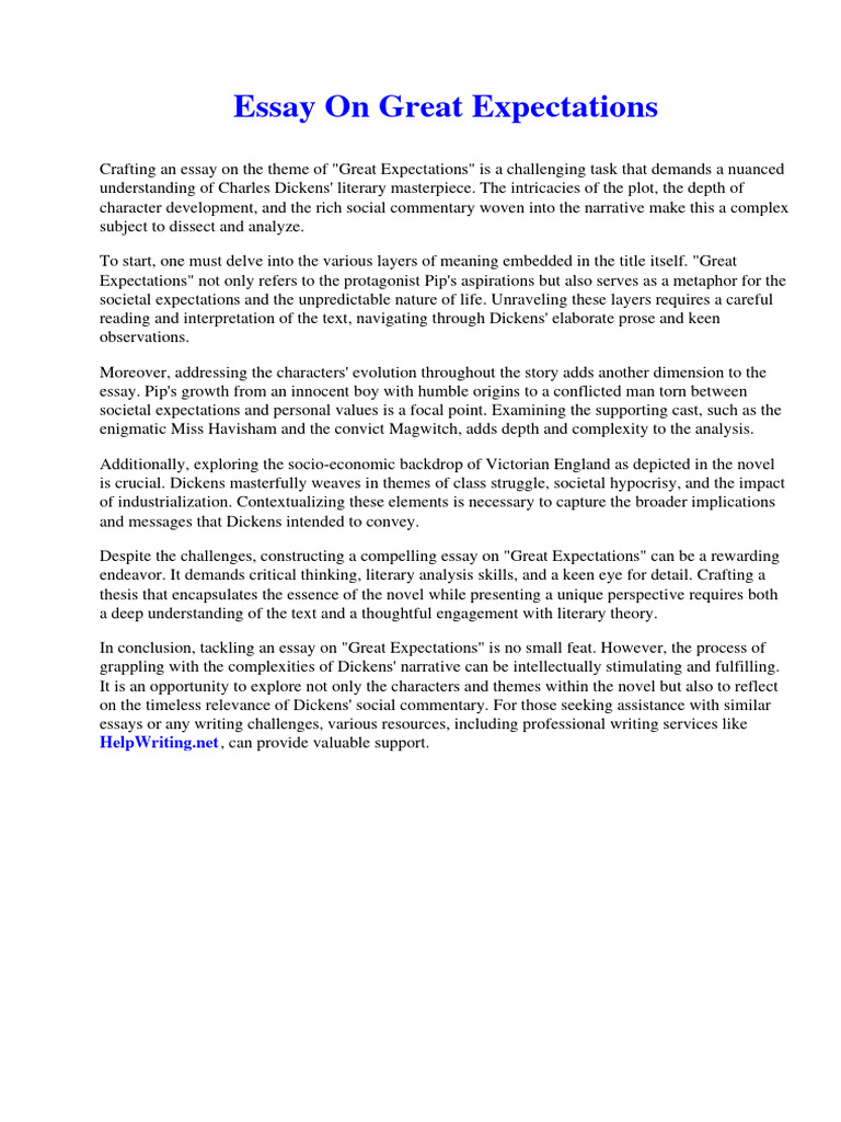 Essay On Great Expectations | PDF | Roman Republic | Great Expectations