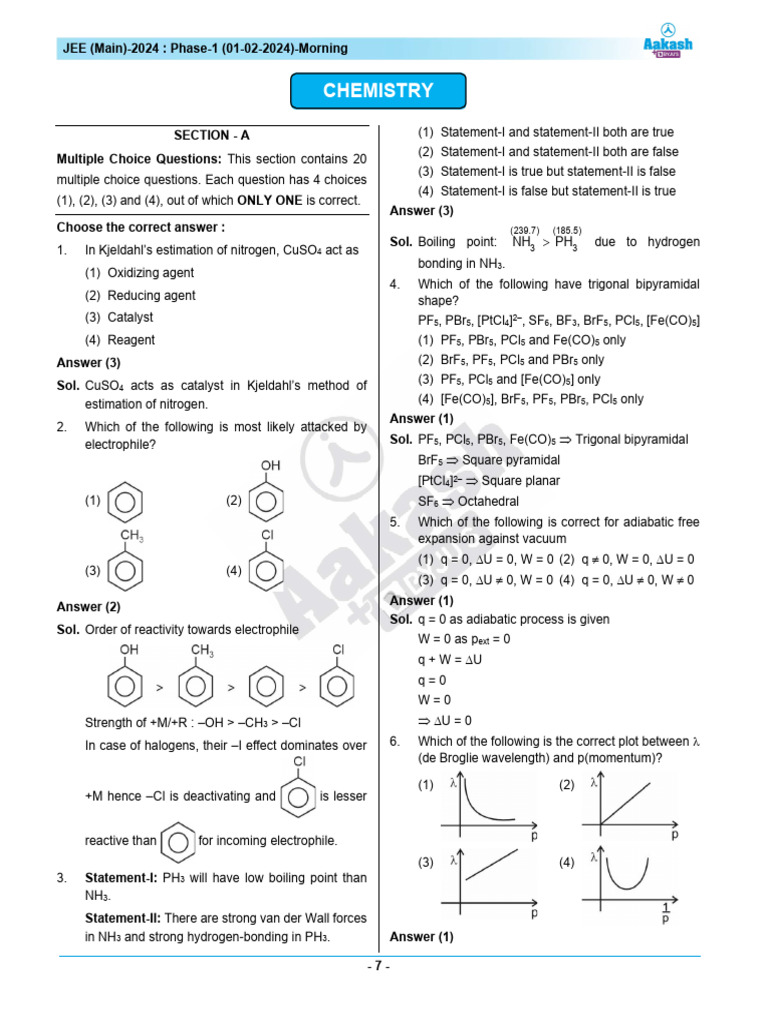 JEE Sample Paper ALLEN 3 | Download Free PDF | Base Pair | Chirality ...