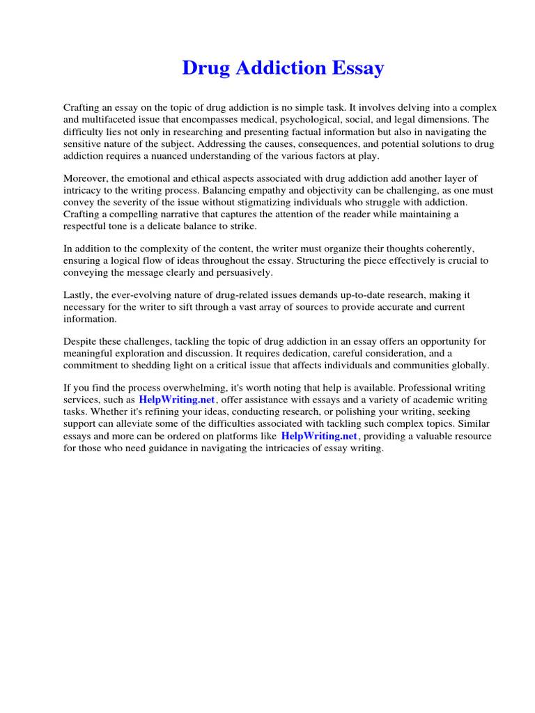 Drug Addiction Essay | Download Free PDF | Competitive Advantage ...