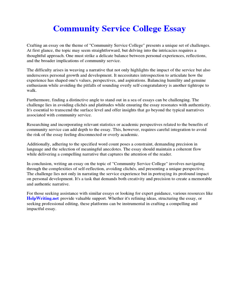 Writing a Community Service College Essay | PDF | To Kill A Mockingbird
