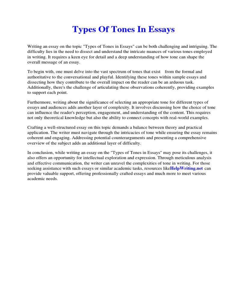 Types of Tones in Essays | Download Free PDF | Essays | Theory