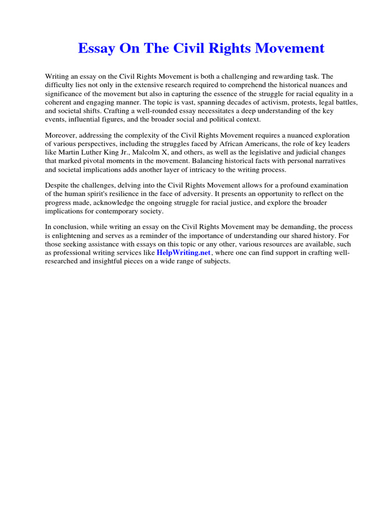 Essay On The Civil Rights Movement | Download Free PDF | Mentorship ...