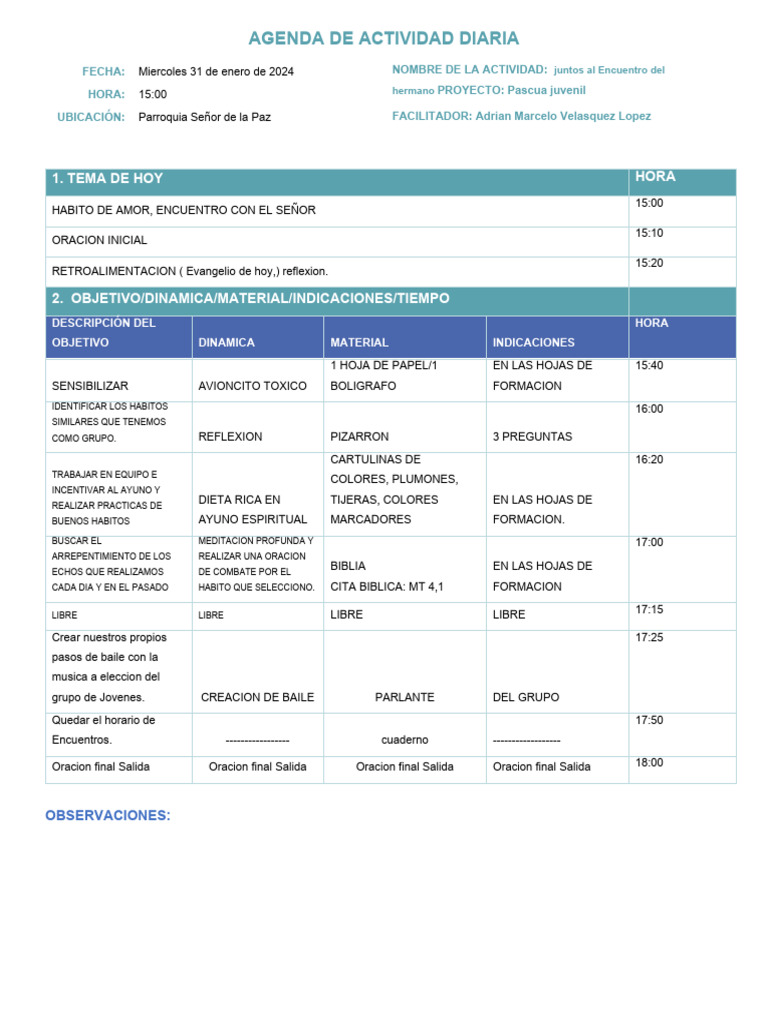 Programacion Diaria PJ | PDF | Práctica espiritual