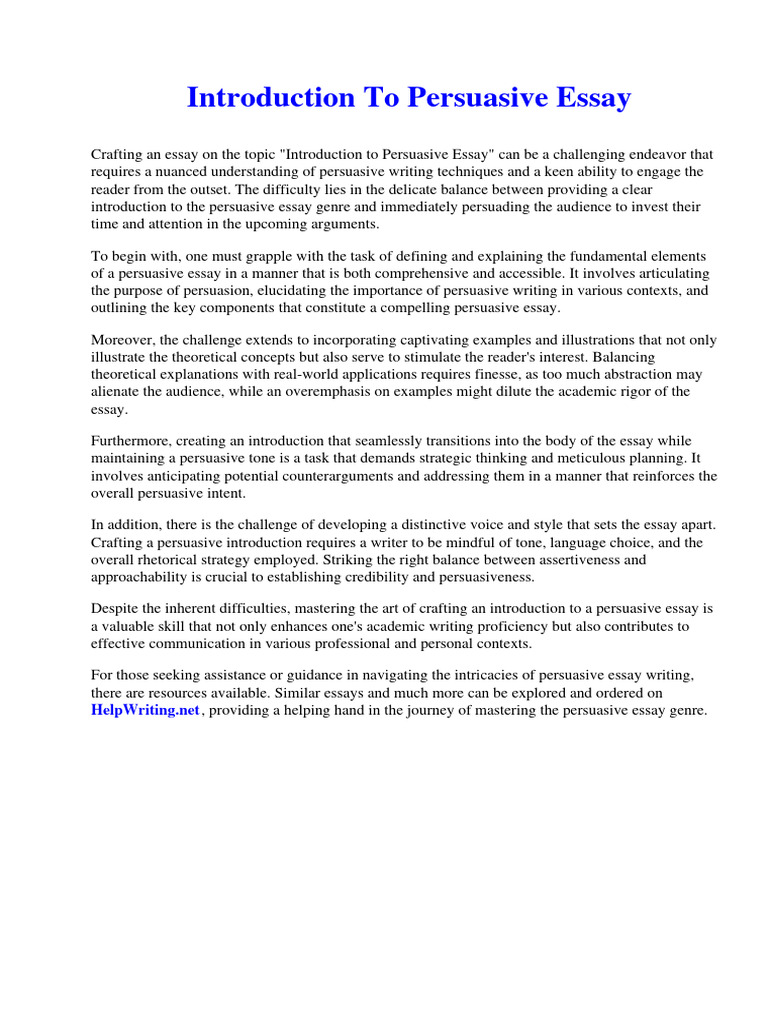 Persuasive Essay Introduction Guide | PDF | Stocks | Investing