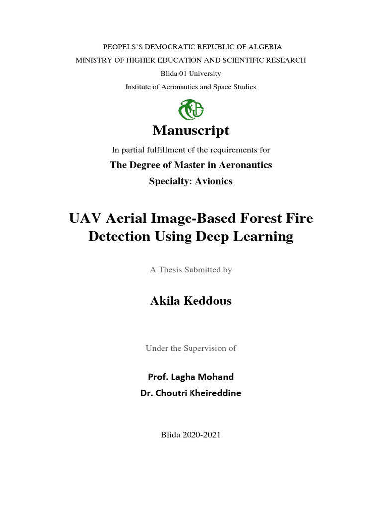 UAV Aerial Image-Based Forest Fire Detection Using Deep Learning KEDDOUS AKILA 2.0 | PDF ...