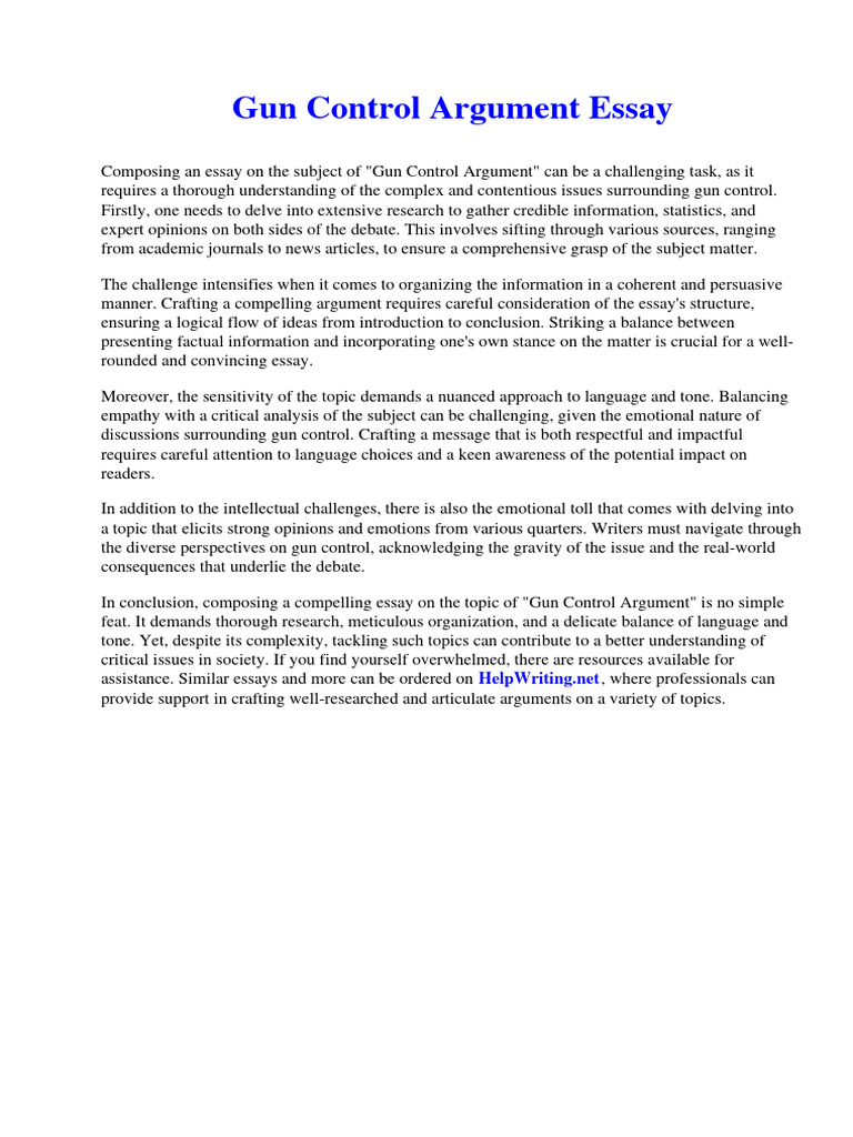 Gun Control Argument Essay | PDF | Eutrophication | Dead Zone (Ecology)