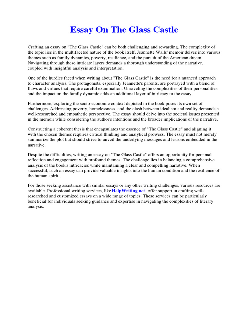 Essay On The Glass Castle | PDF | James Watson | Francis Crick