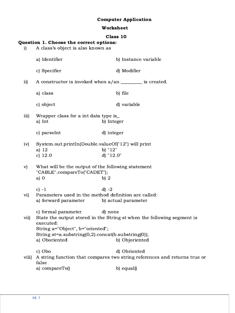 Worksheet1 Class10 | PDF | Integer (Computer Science) | Parameter ... Worksheet1 Class10 | PDF | Integer (Computer Science) | Parameter ...