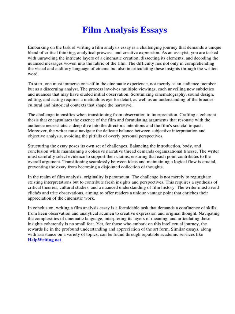 Film Analysis Essays | PDF | Midwife | Virtue