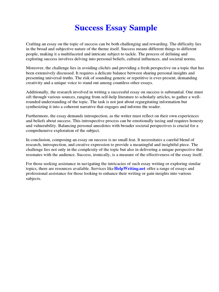 Success Essay Sample | PDF | Building Information Modeling | Essays