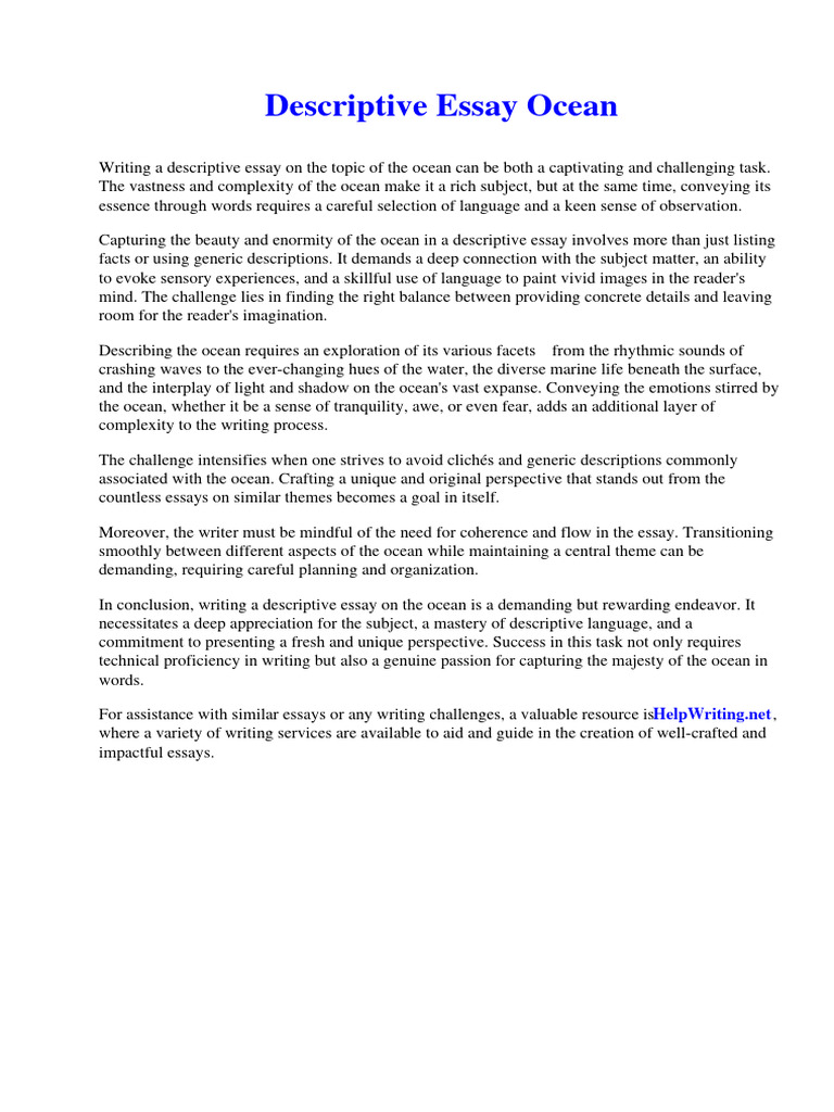 Descriptive Essay Ocean | PDF | Deviance (Sociology) | Demand