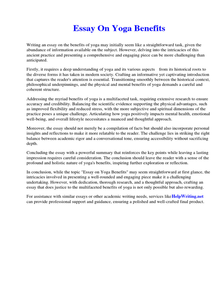 Essay On Yoga Benefits | PDF | Personal Digital Assistant | Siri