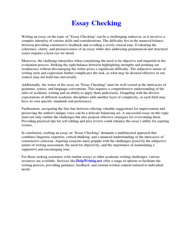 Essay Checking | PDF | Essays | Road