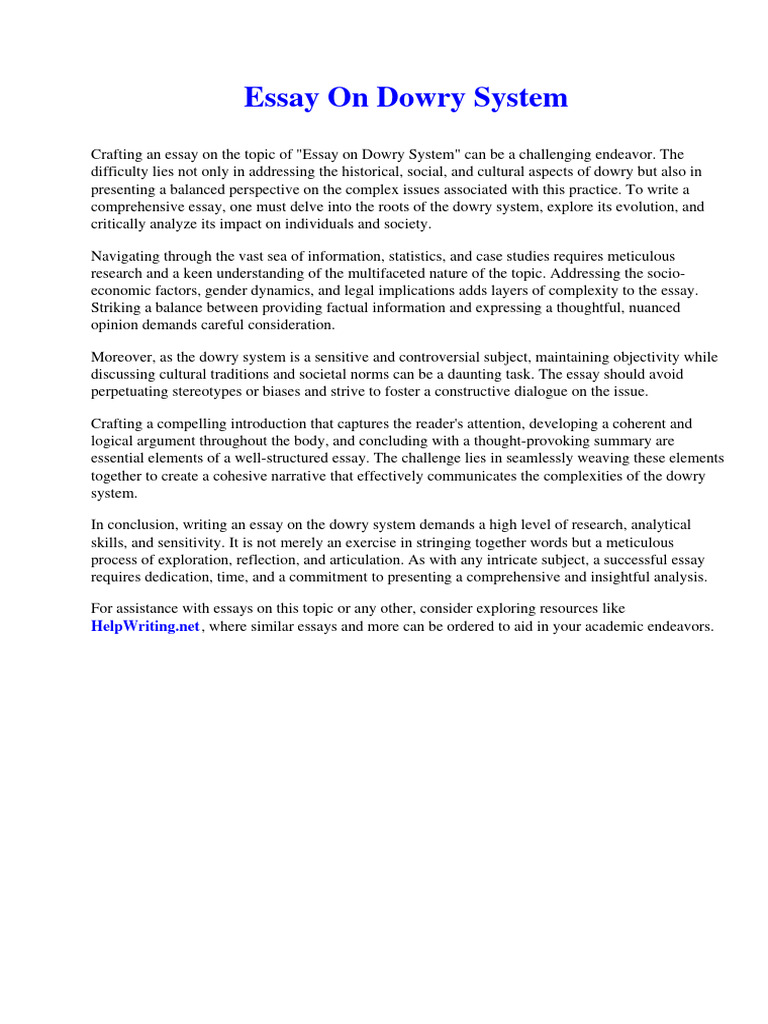Essay On Dowry System | PDF | Essays | The Red Badge Of Courage