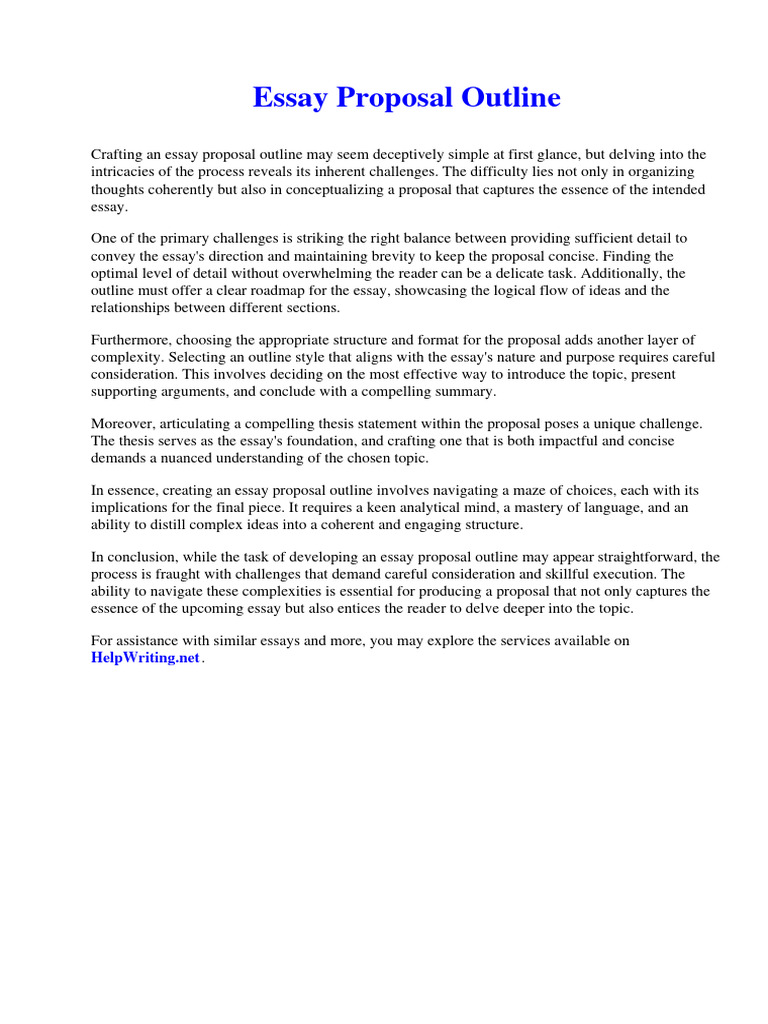 Essay Proposal Outline | PDF | Project Management | Essays
