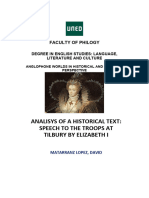 Queen Elizabeth I's Speech To The Troops at Tilbury, 1588 | PDF ...