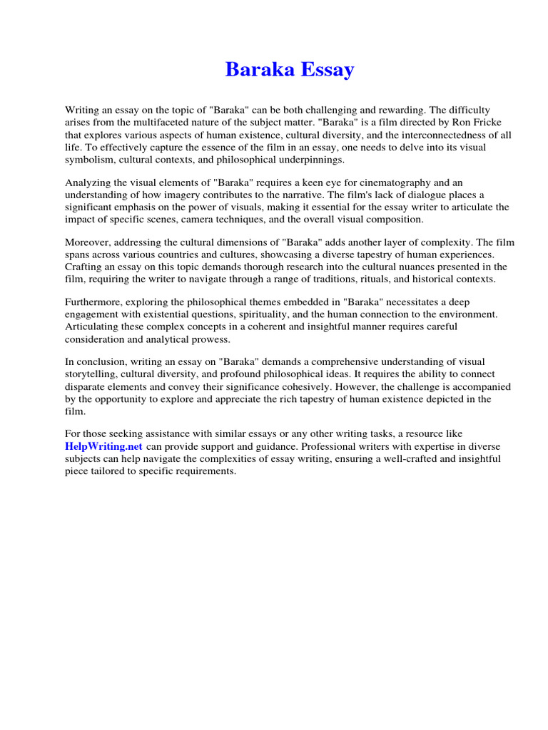 Baraka Essay | PDF | Industrial And Organizational Psychology | Mathematics